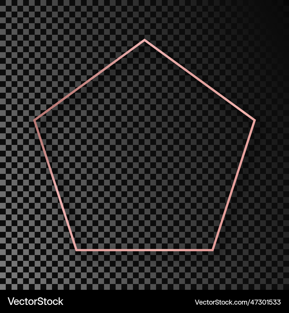 Rose gold glowing pentagon shape frame with shadow