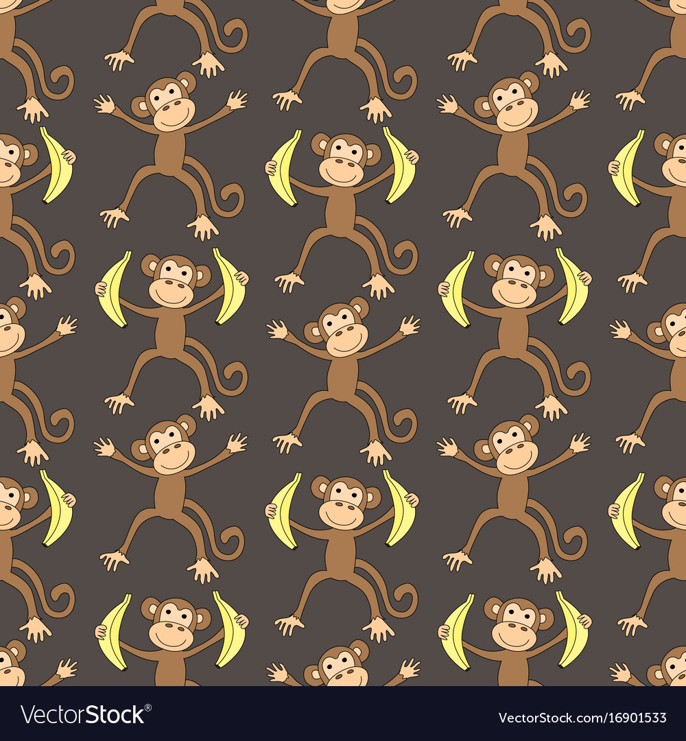 Seamless monkeys pattern Royalty Free Vector Image