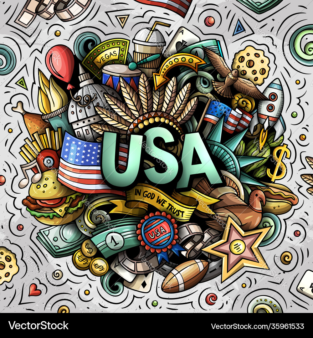 Usa hand drawn cartoon doodle Royalty Free Vector Image