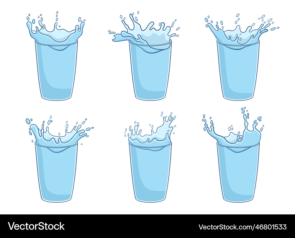 Water splash in glass design isolated Royalty Free Vector