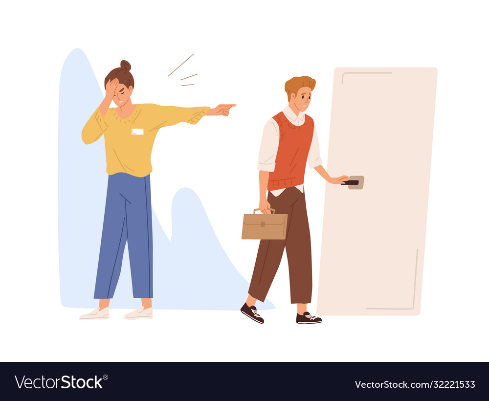 Young male employee dismissed from job flat Vector Image Young male employee dismissed from job flat Vector Image