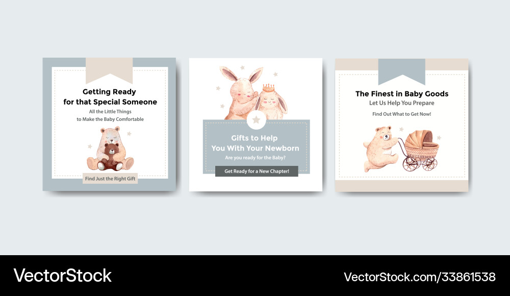 Ads template with baby shower design concept Vector Image