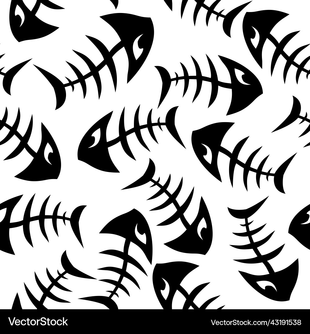 Black and white seamless pattern of fish Vector Image