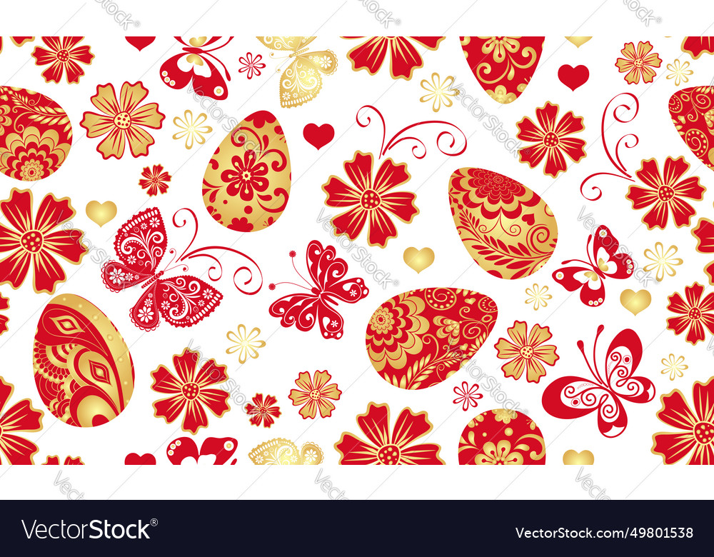 Bright elegant spring easter pattern with painted Vector Image