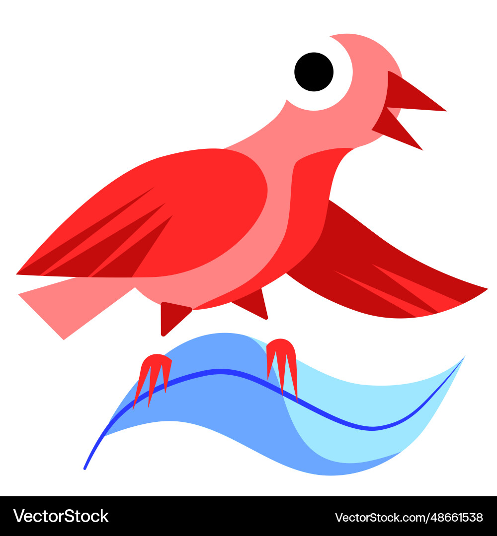 Cute red bird sitting on a leaf isolated on a Vector Image