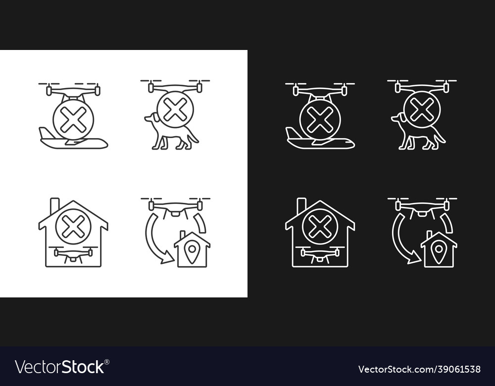 Drone instruction linear manual label icons set Vector Image
