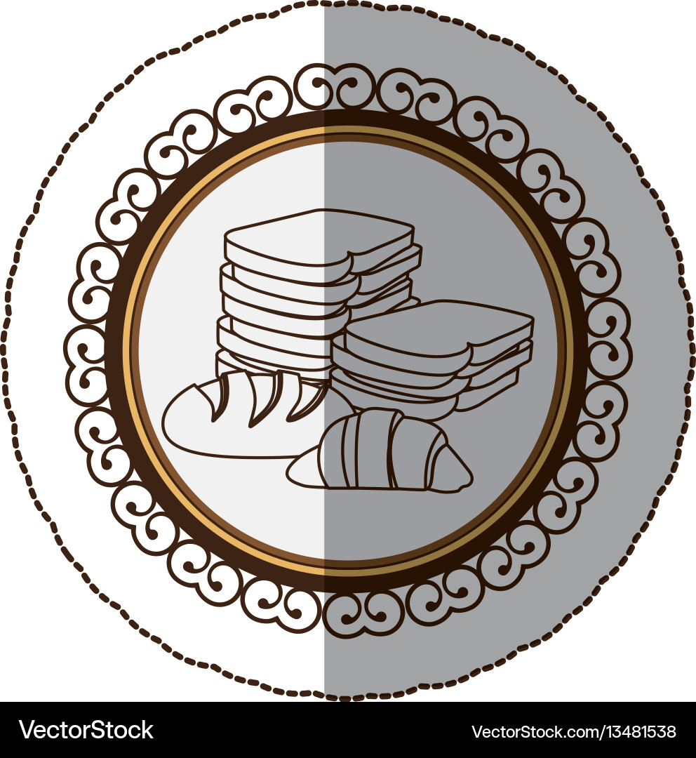 Emblem silhouette various types of bread icon Vector Image