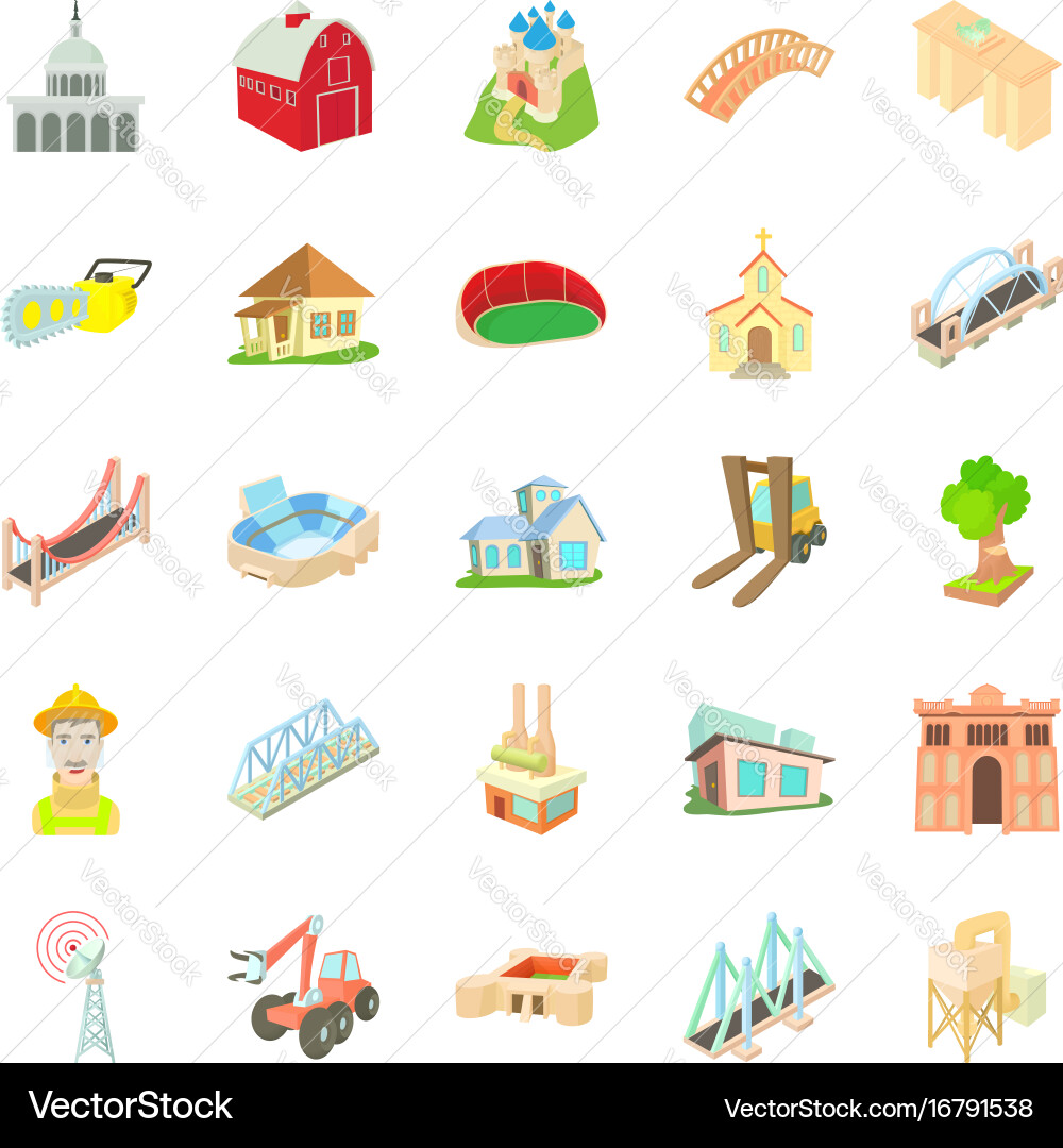 Facility icons set cartoon style Royalty Free Vector Image