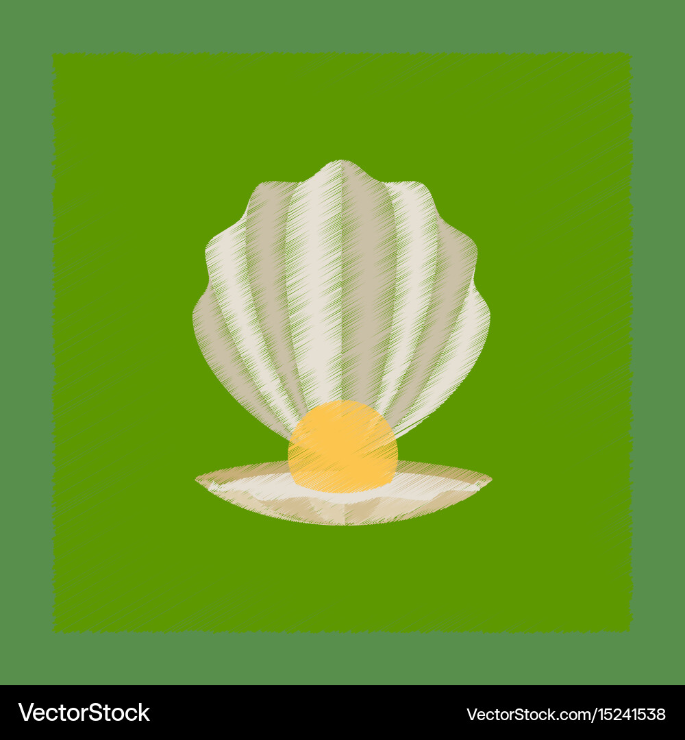 Flat shading style pearl mussel Royalty Free Vector Image