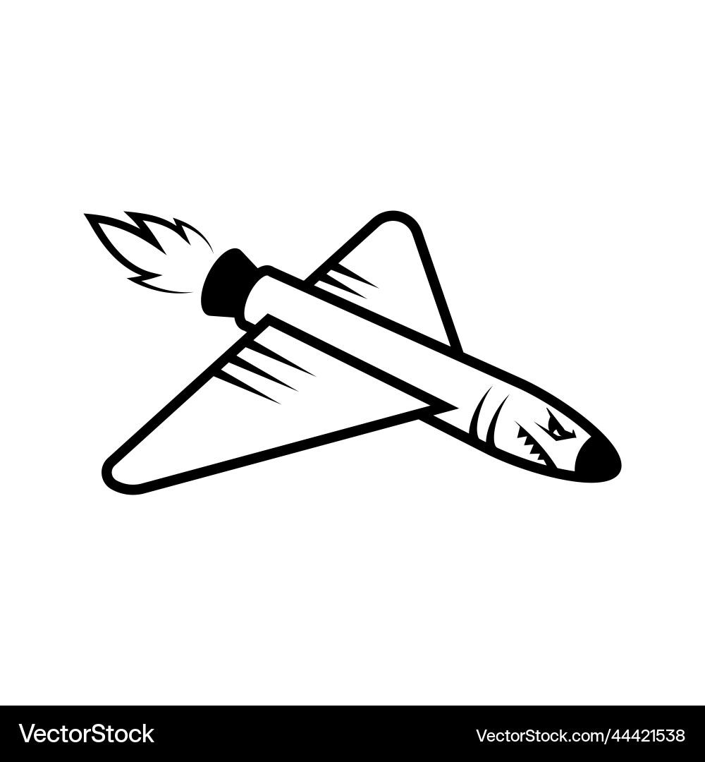 Jet weapon logo with an angry face like Royalty Free Vector