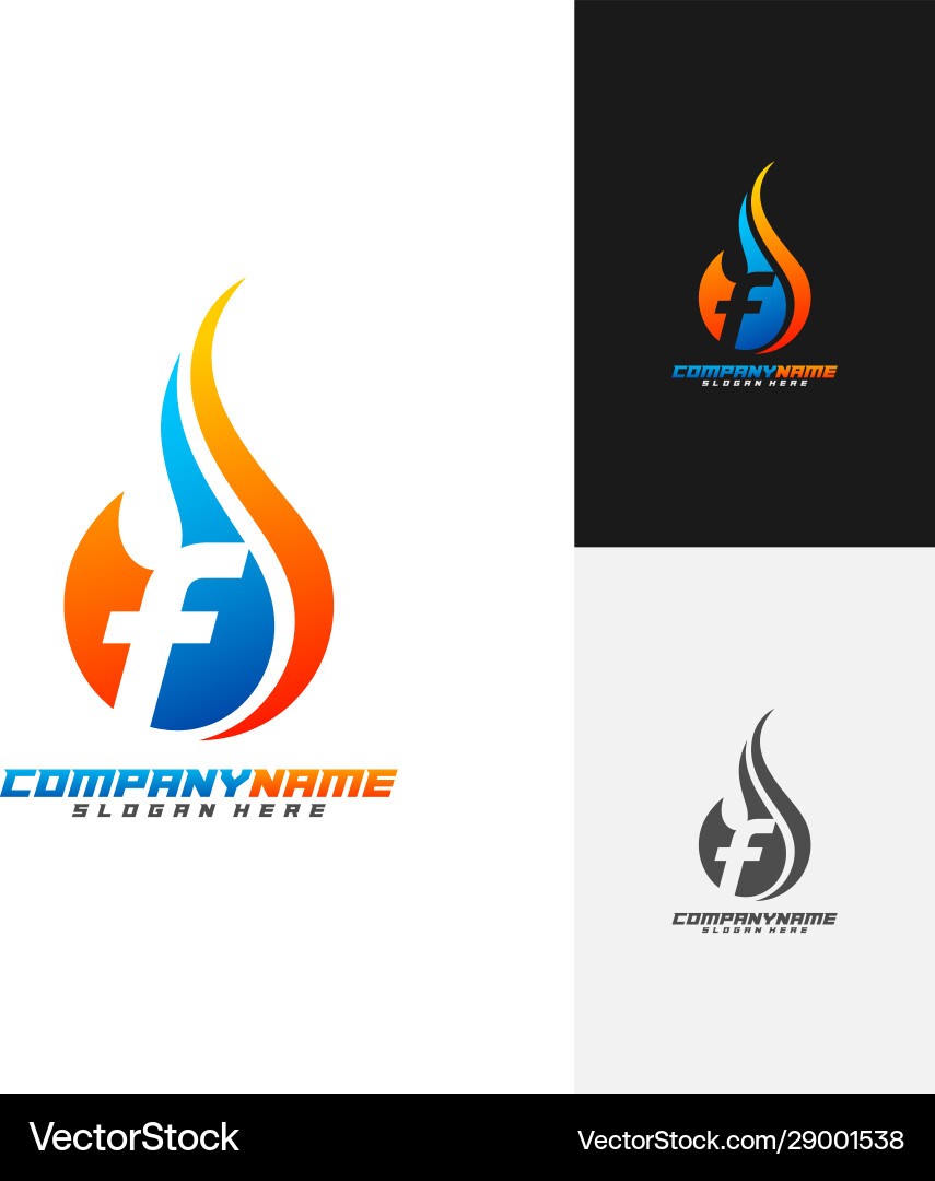 Letter f fire logo design template flames Vector Image