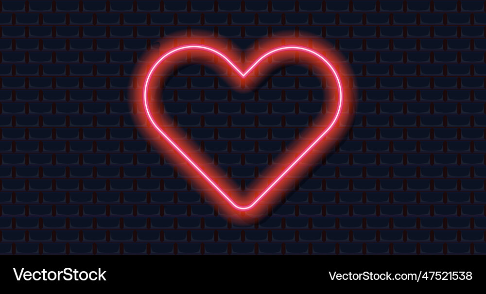 Neon heart on dark transparent background Vector Image
