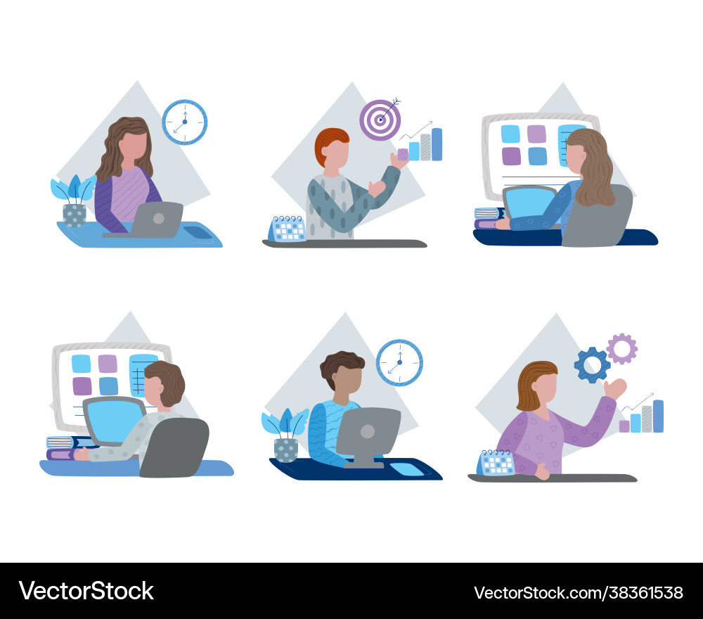People and productivity icon collection Royalty Free Vector