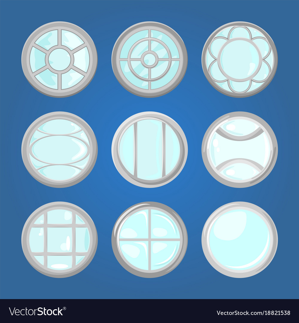 Round windows with different frames Royalty Free Vector