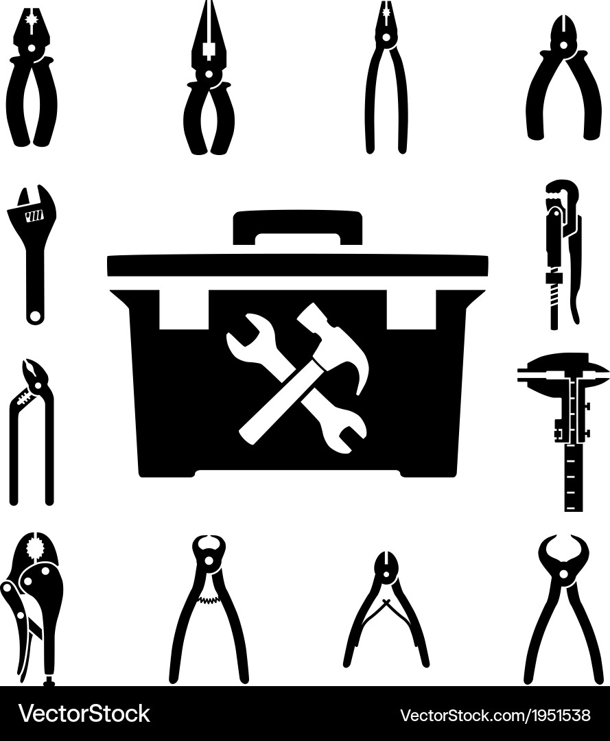 Set icons of tools Royalty Free Vector Image - VectorStock