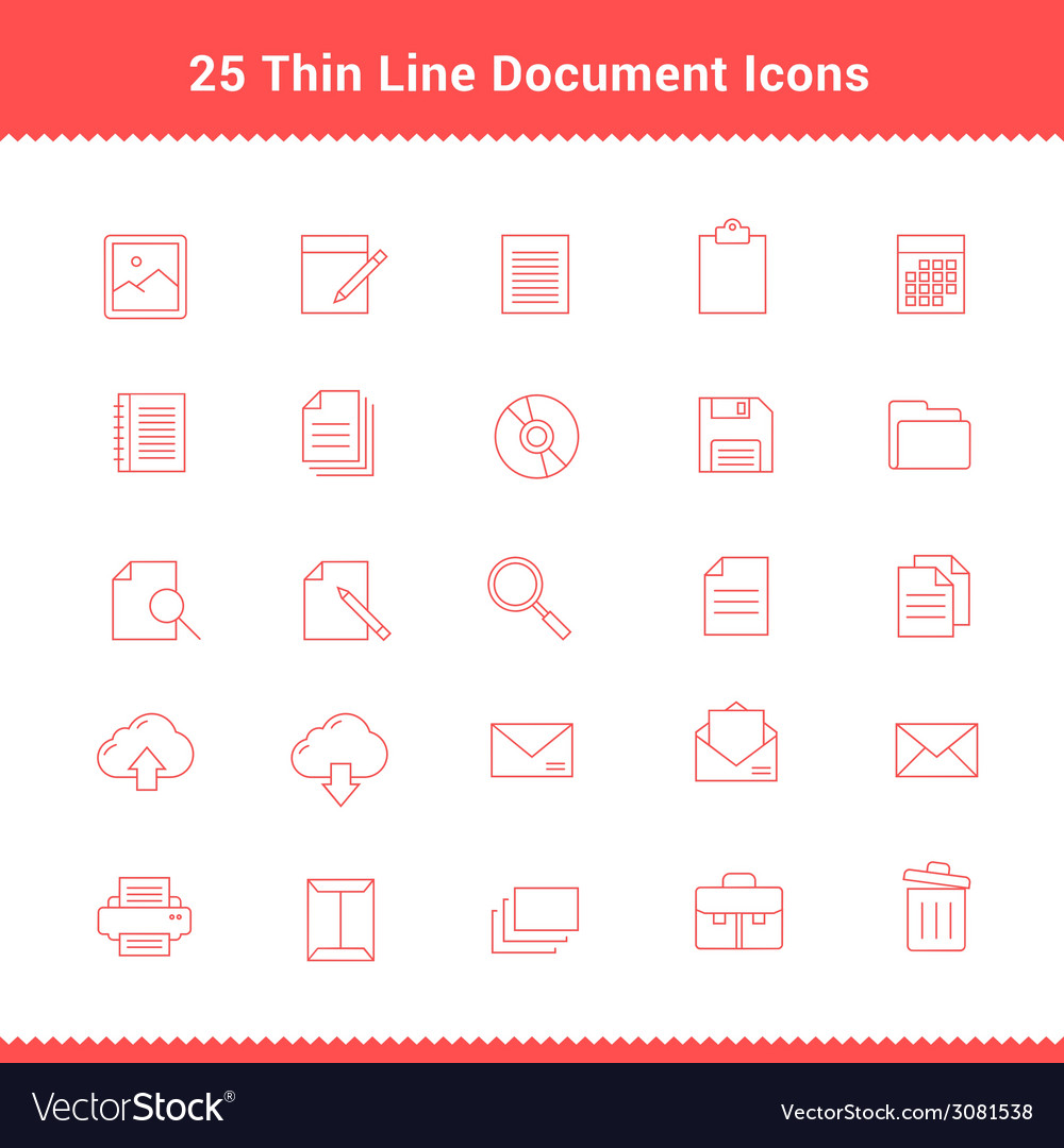 Set of thin line stroke document icons Royalty Free Vector
