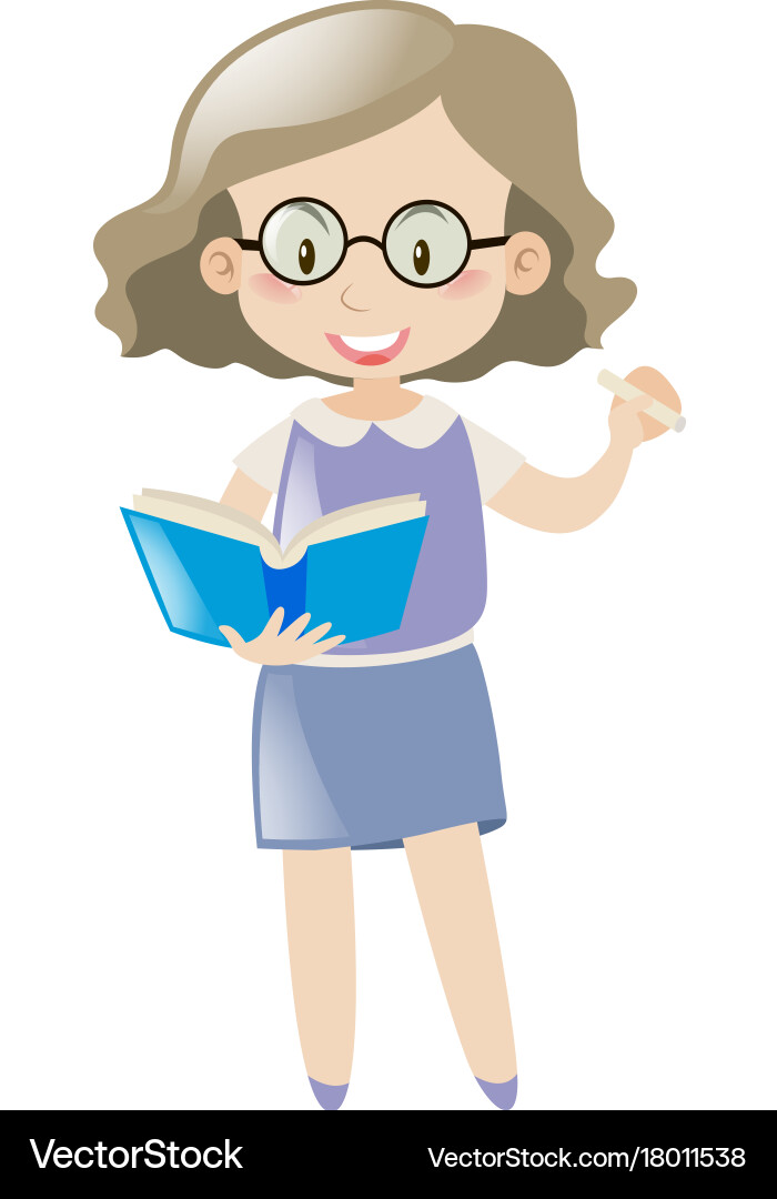 Teacher with chalk and book Royalty Free Vector Image