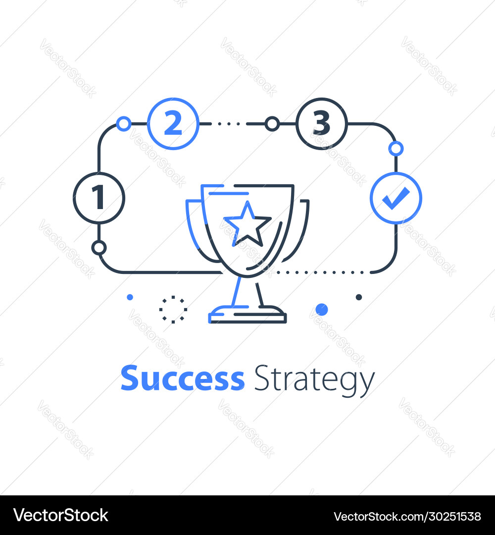 Winner cup success strategy goblet line icon Vector Image