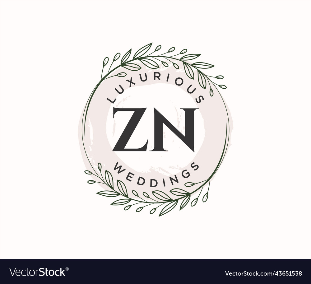 Zn initials letter wedding monogram logos Vector Image