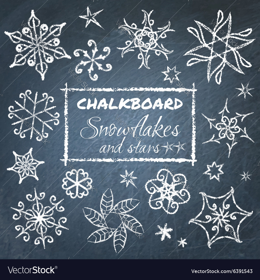 Chalkboard set of snowflakes Royalty Free Vector Image