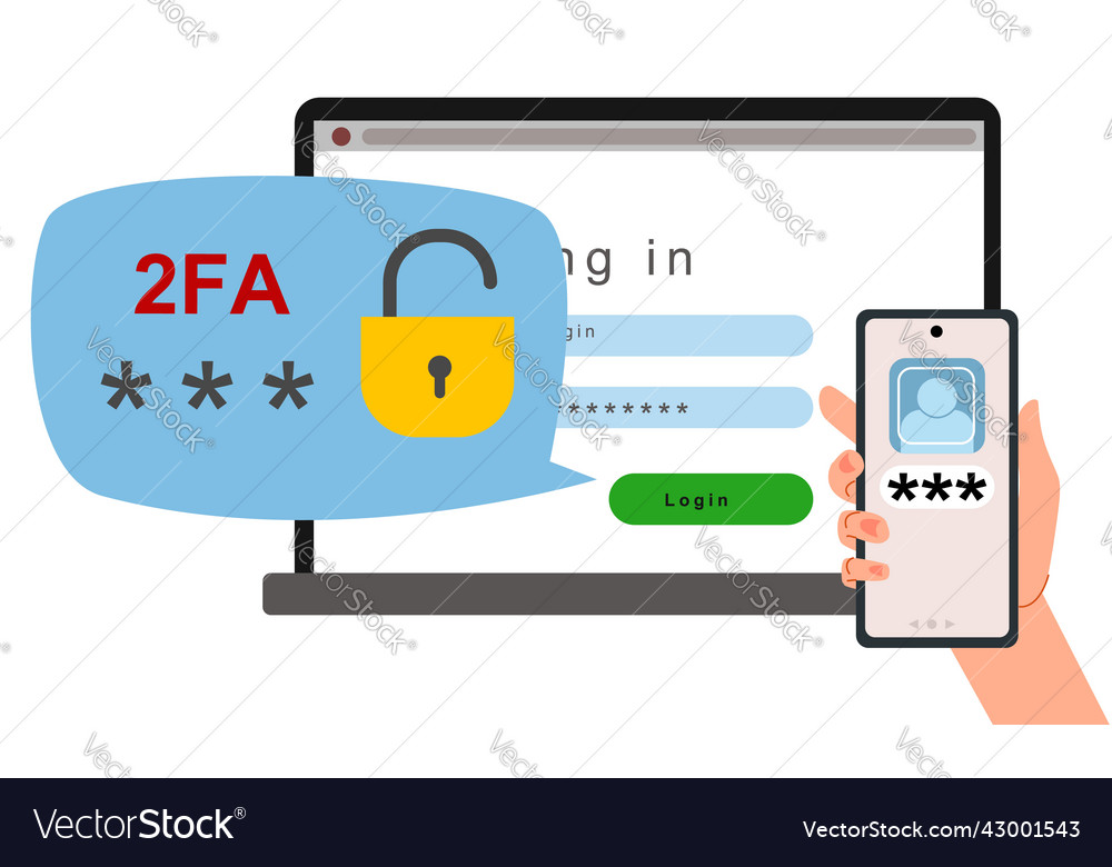 Concept of two-factor authentication security Vector Image