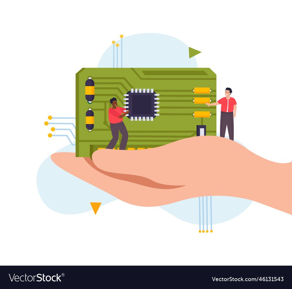 Flat microchip concept Royalty Free Vector Image