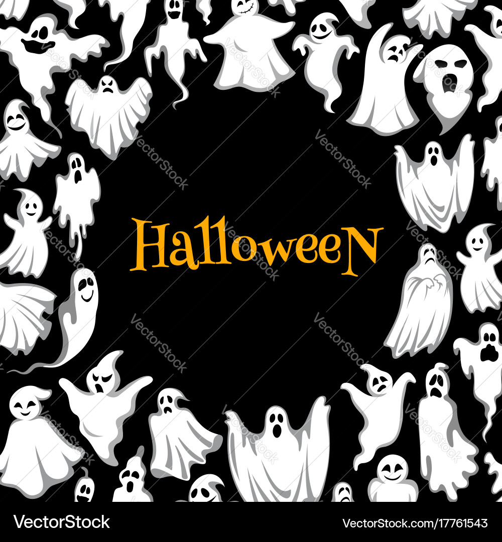 Halloween horror ghost poster for holiday design Vector Image