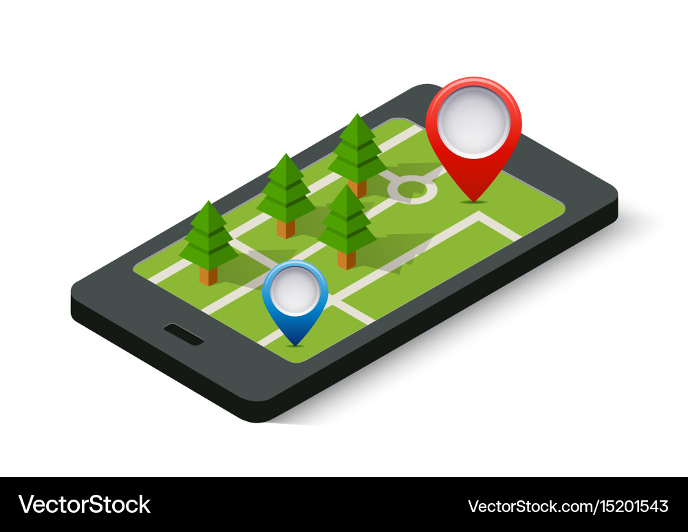 Isometric 3d navigation sign and pin symbol on Vector Image