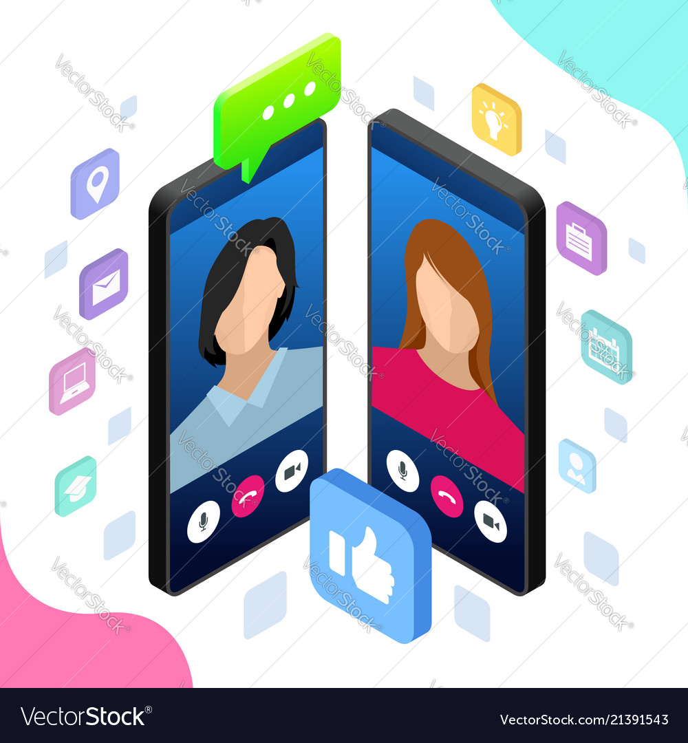 Isometric mobile messenger chat online Royalty Free Vector