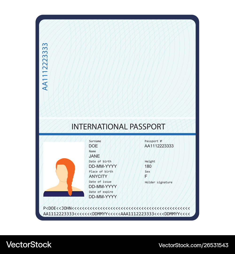 Passport with biometric data identification Vector Image