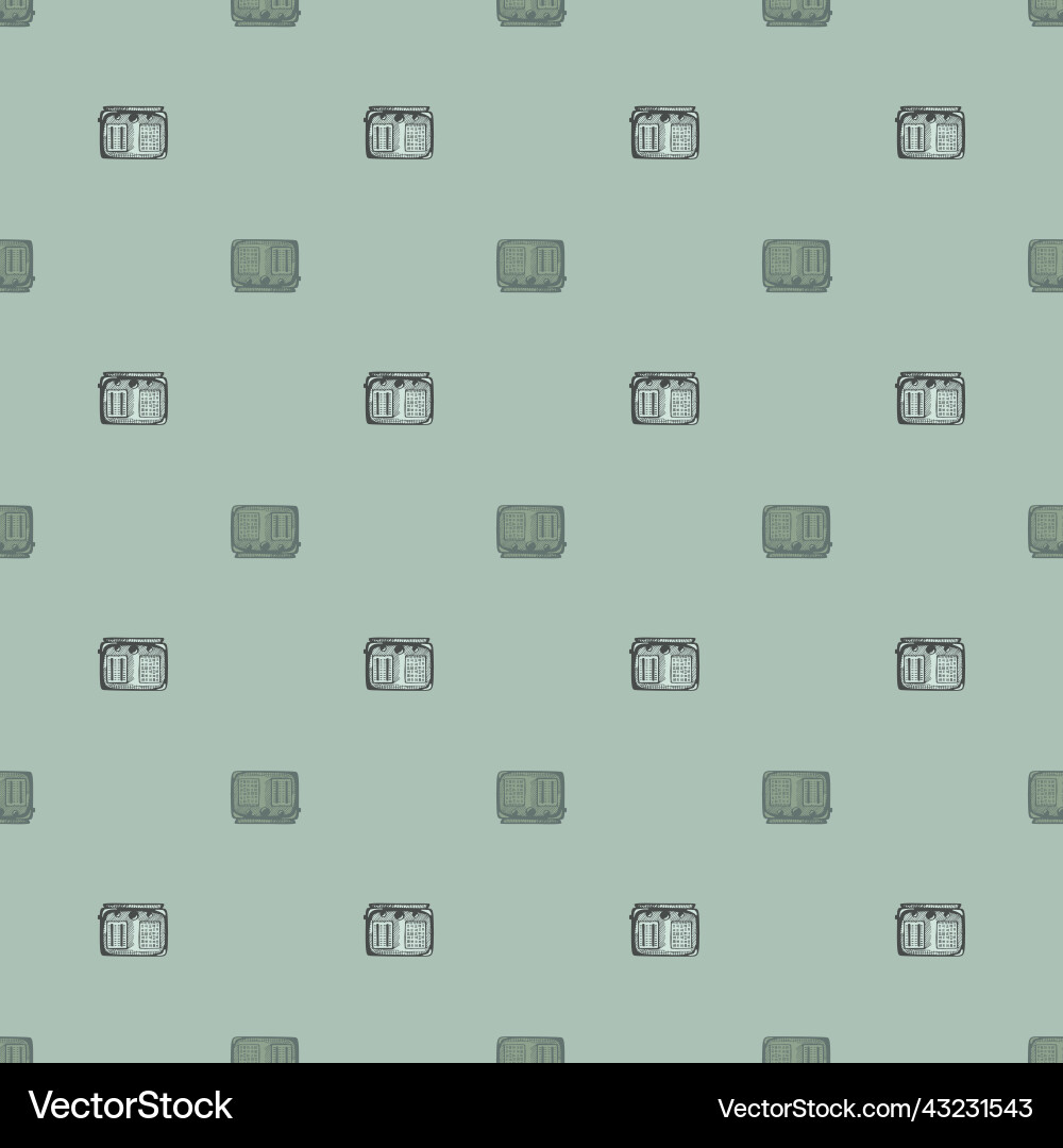 Retro radio engraved seamless pattern vintage Vector Image