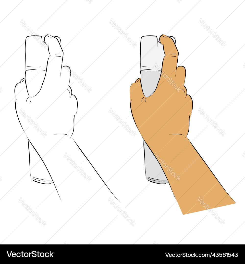 Simple set 2 sketch hand push the spray Royalty Free Vector