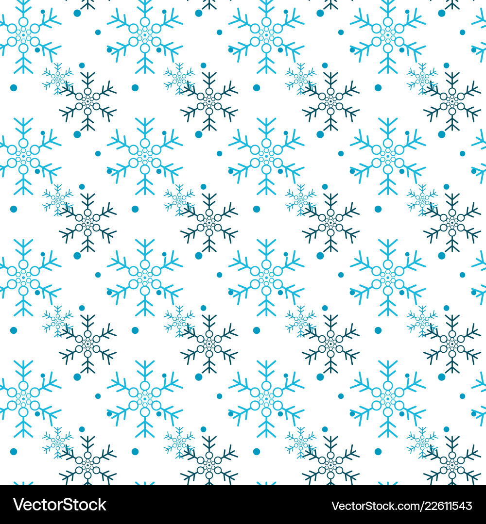 Snowflake simple seamless pattern blue snow Vector Image