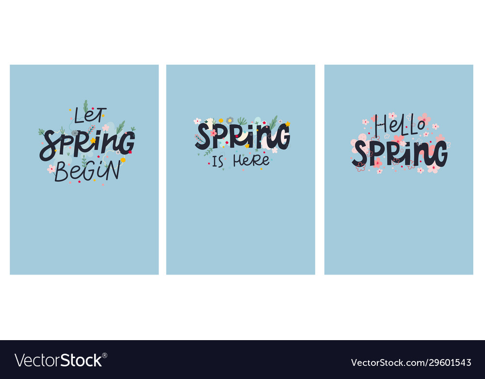 Spring is here lettering flowers card Royalty Free Vector