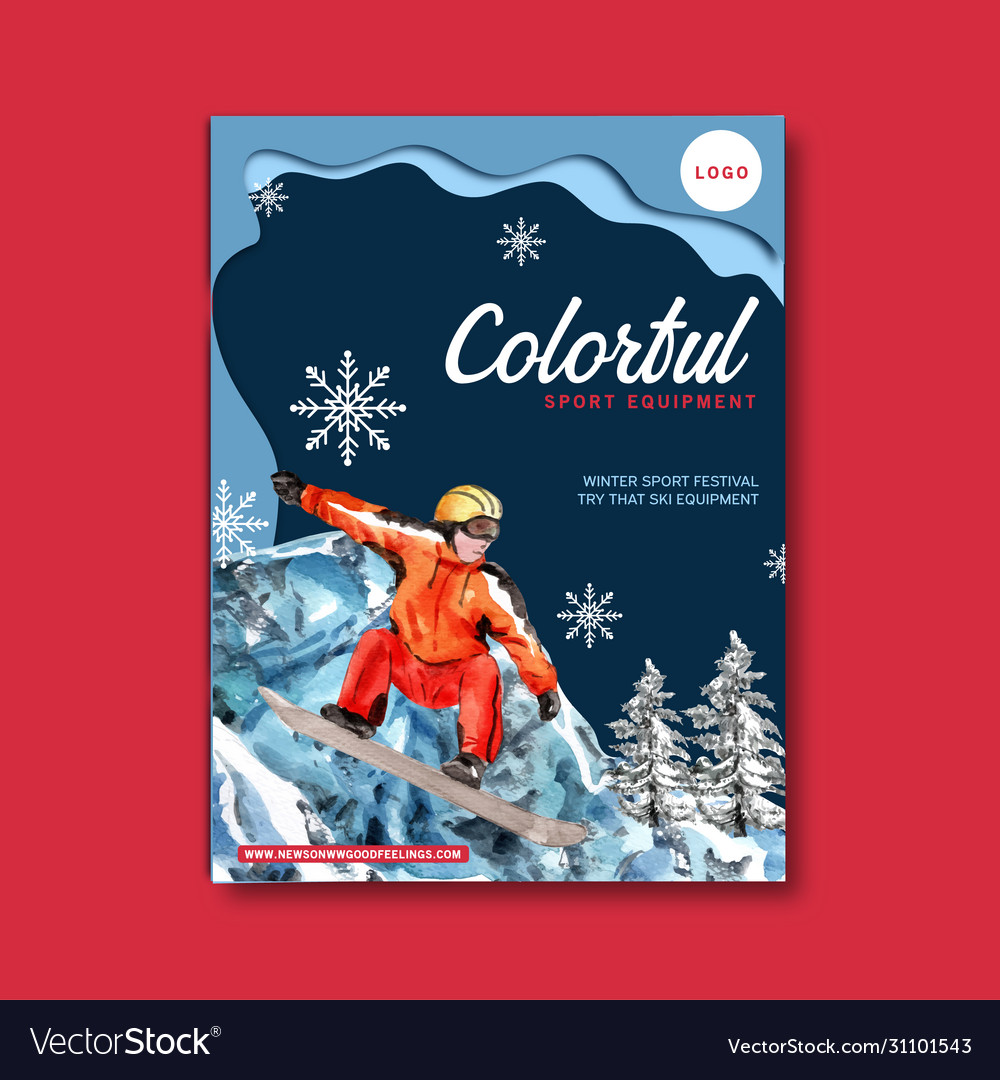 Winter sport poster design with ice snow skate Vector Image