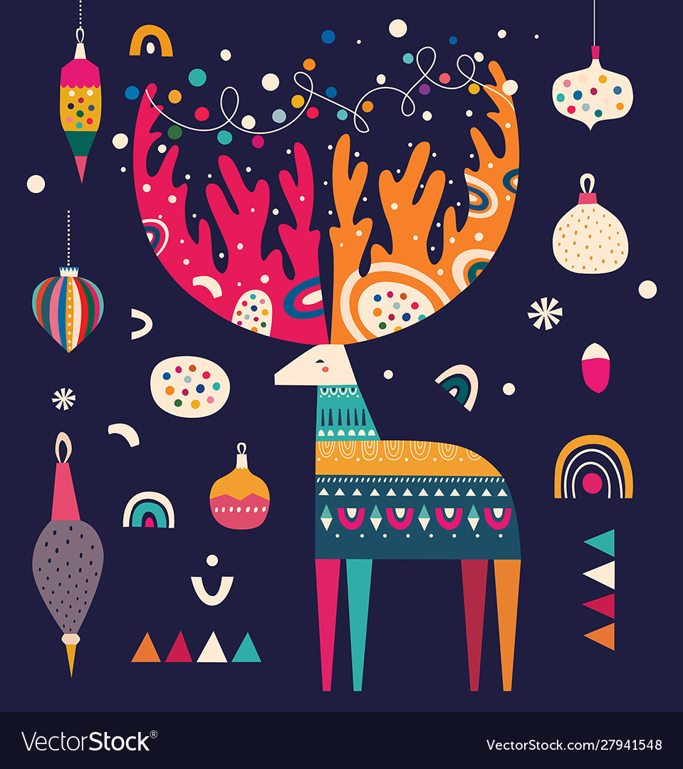 Christmas deer Royalty Free Vector Image - VectorStock