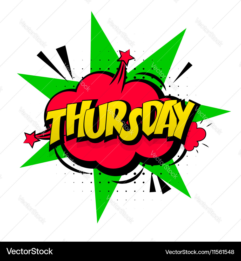 Comic pink effects pop art thursday week calendar Vector Image