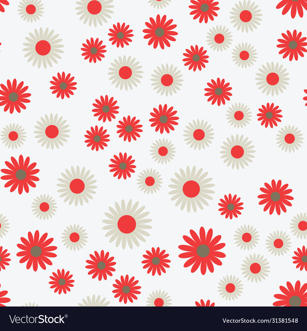 Flat flowers seamless pattern Royalty Free Vector Image