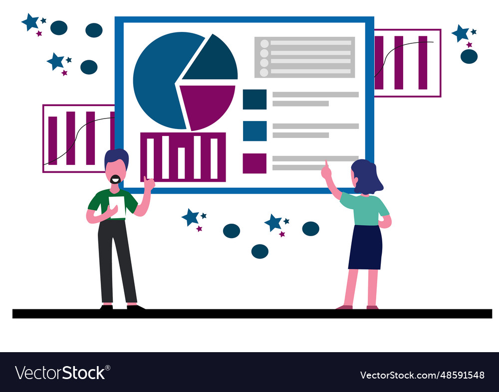 Flat of business analytics concept Royalty Free Vector Image