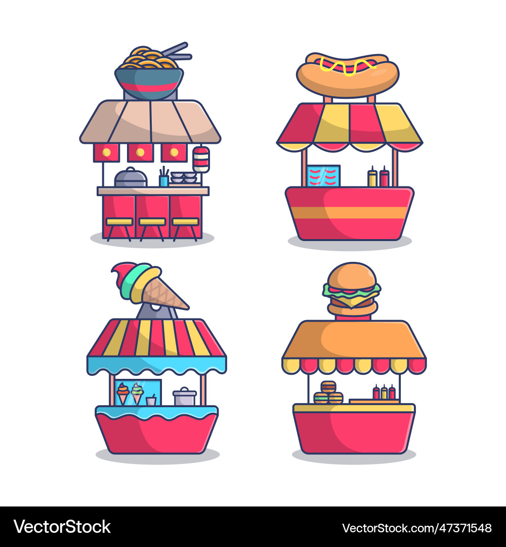Food stand set isolated on white background Vector Image