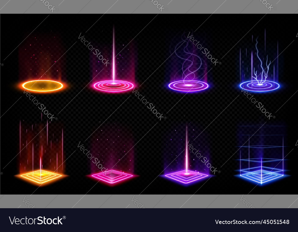 Futuristic digital portals with neon glow Vector Image