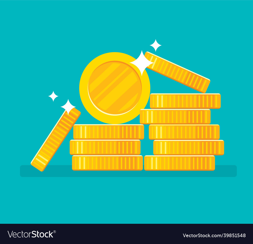 Gold coins stack Royalty Free Vector Image - VectorStock
