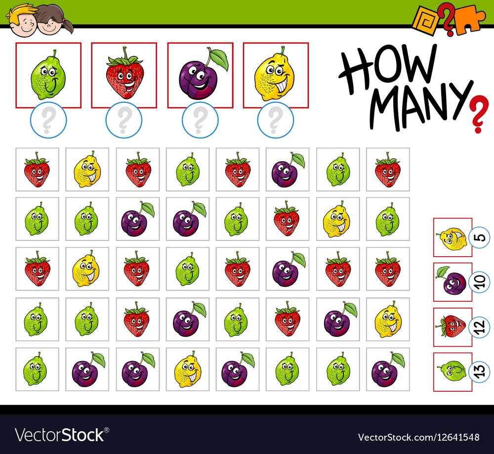 How many fruits activity Royalty Free Vector Image