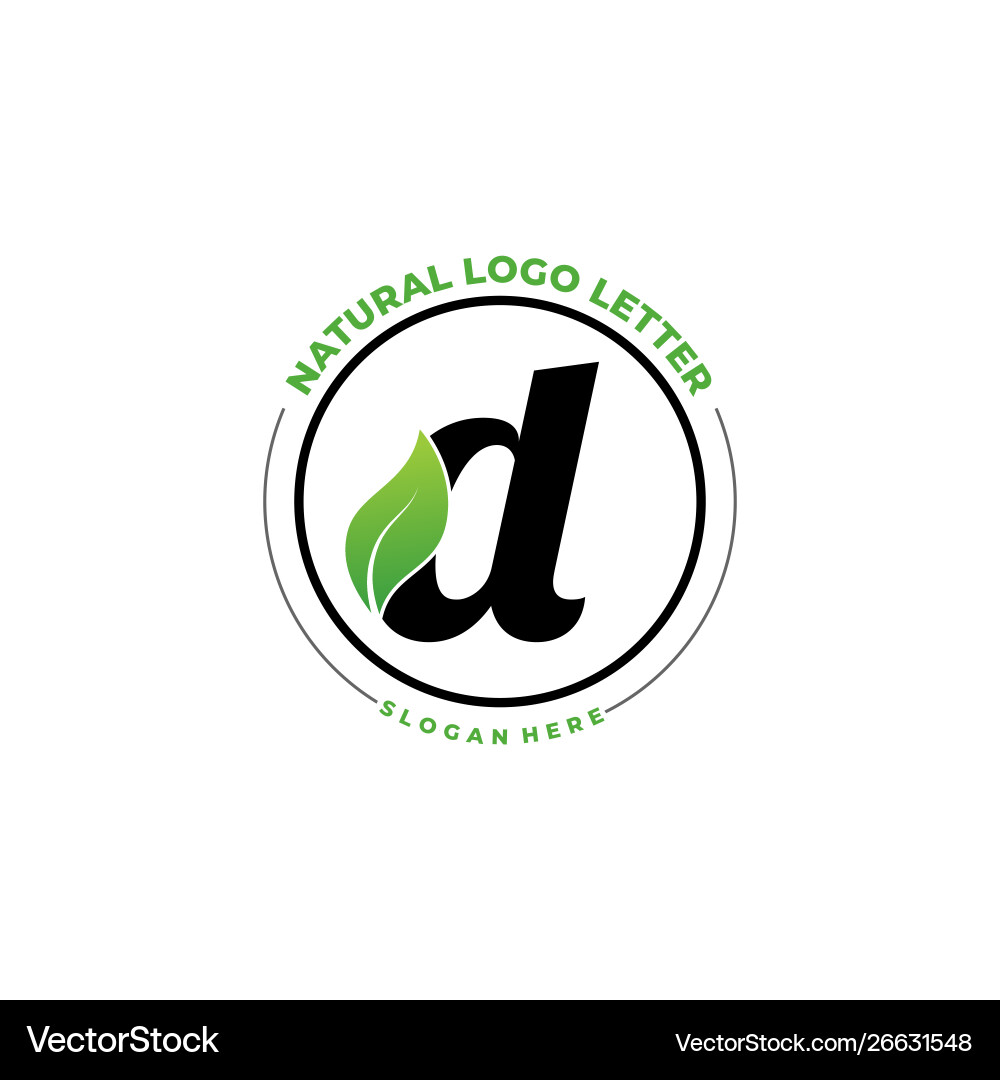 Letter d with leaf logo green leaf logo icon Vector Image