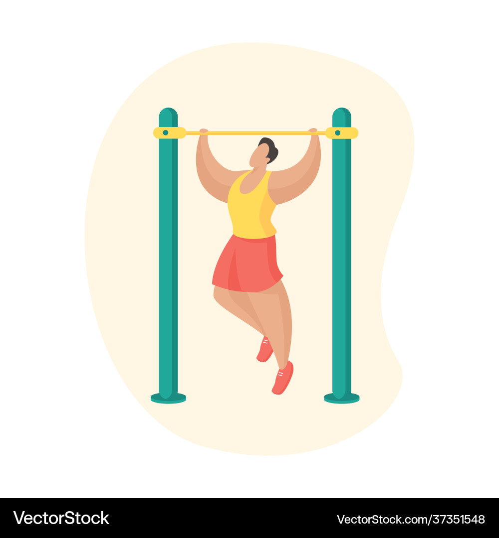 Man doing pull-ups workout outdoor fitness Vector Image