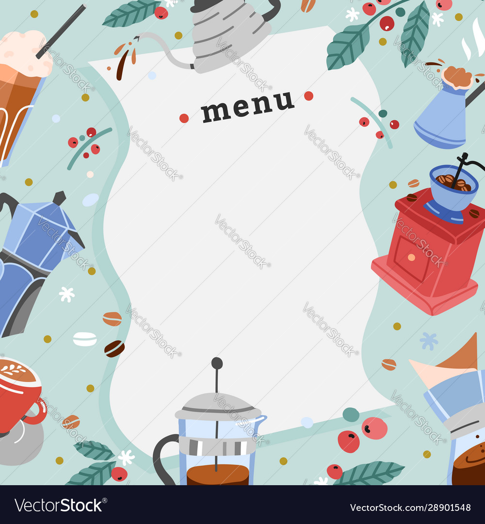 Menu page template for coffee shop or cafe banner Vector Image
