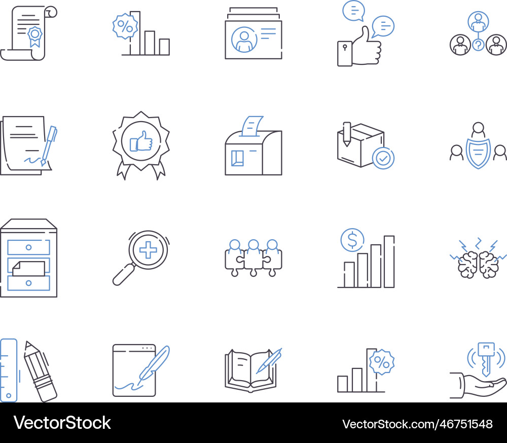 Office and managers outline icons collection Vector Image
