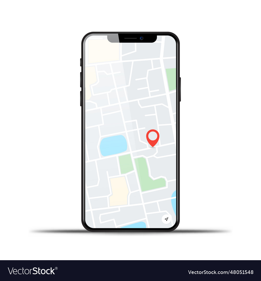 Realistic phone with gps map on a white Royalty Free Vector