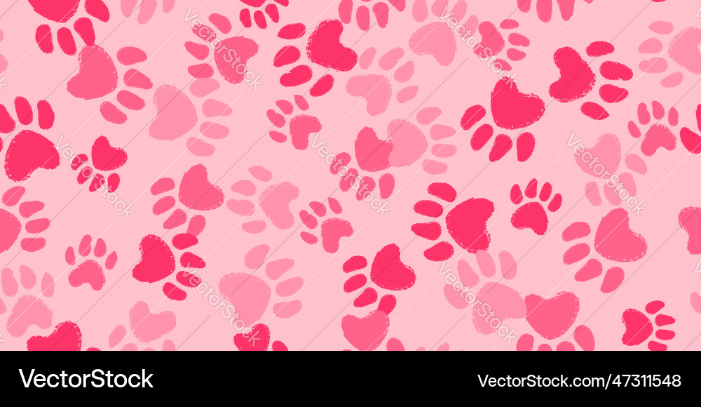 Seamless pattern with pink animal paw prints Vector Image