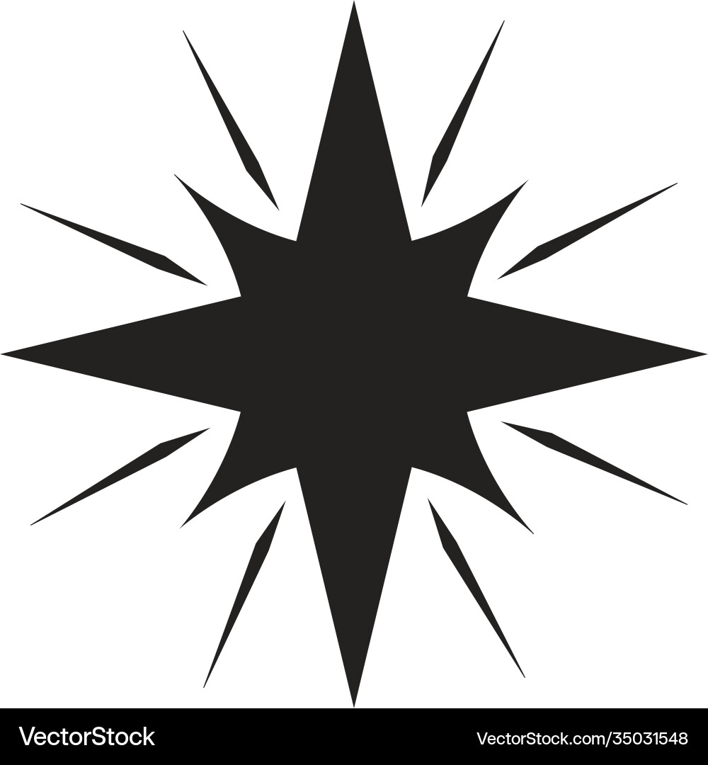Star with 8 points and lines silhouette style icon